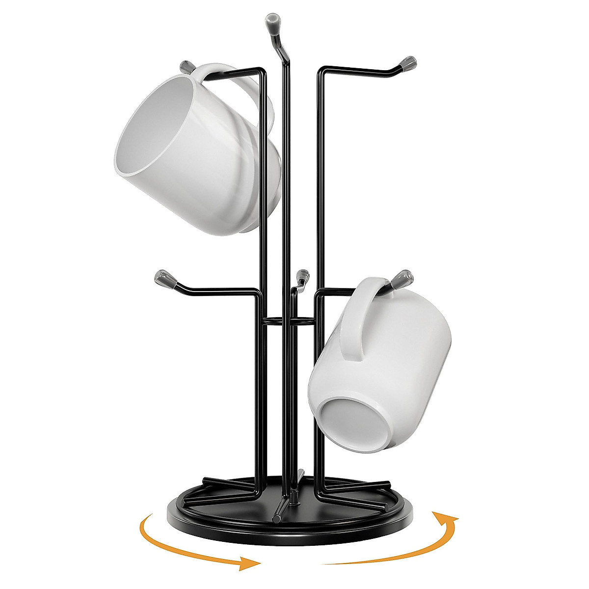 Bulado Mug Tree for Large Mugs, 360° Rotated Coffee Mug Holder, Metal Mug Tree for Counter Large Mugs 6, Coffee Cup Holder for Countertop for Easy Grab and Drop, Mug Stand for Coffee Bar Kitchen