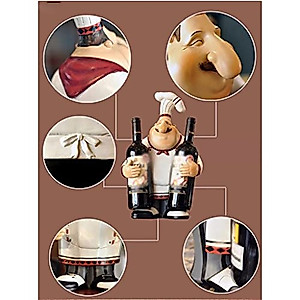 DOUBA Wineware Chef Statue Wine Bottle Rack Decorative Resin Chef Wine Rack Ornament Craft Display
