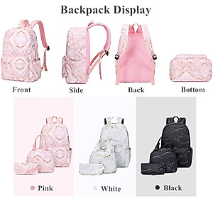 3 Piece Teen Girls Backpack Set Kids Bookbag with Lunch Box Elementary School Outdoor Bag