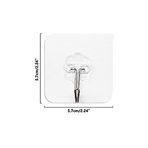 30 Pack Adhesive Hooks for Hanging Heavy Duty Wall Hooks 13 lbs, Waterproof and Rustproof Transparent Reusable Seamless Hooks for Home Kitchen, Bathroom, Office