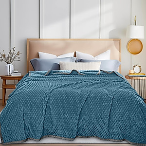 XKY Fleece Throw Blankets, Super Soft Flannel Cozy Blankets for Adults, Home Fleece Throw Blanket for Couch or Bed, Throw Size Warm Plush Blankets for All Season (70"×80", Blue)