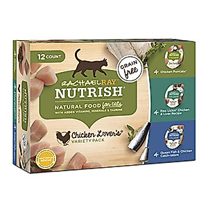 Rachael Ray Nutrish Natural Wet Cat Food, Chicken Lovers Variety Pack, 2.8 Ounce Cup (Pack of 12), Grain Free