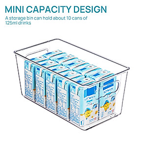 Vtopmart Clear Plastic Pantry Organizer Bins, 6 PCS Food Storage Bins with Handle for Refrigerator, Fridge, Cabinet, Kitchen, Countertops, Cupboard, Freezer Organization and Storage, BPA Free, Small