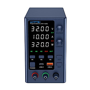 DC Power Supply Variable, Bench Power Supply with Encoder Adjustment Knob, Variable Power Supply with Memory Storage, Adjustable Power Supply with USB-A & Type-C Quick-Charge (0-32V 0-10A)
