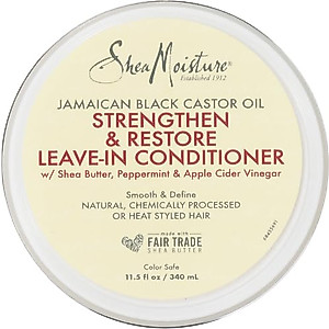 SheaMoisture Leave-In Conditioner with Pure Jamaican Black Castor Oil for Damaged, Over-Processed Hair - Softens and Detangles, 11.5 oz