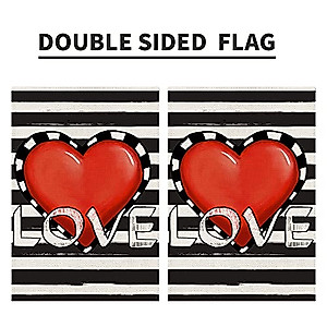 Valentines Day Garden Flag 12×18 Inch Vertical Double Sided Burlap, Love Heart Farmhouse Yard Outdoor Decor DF167