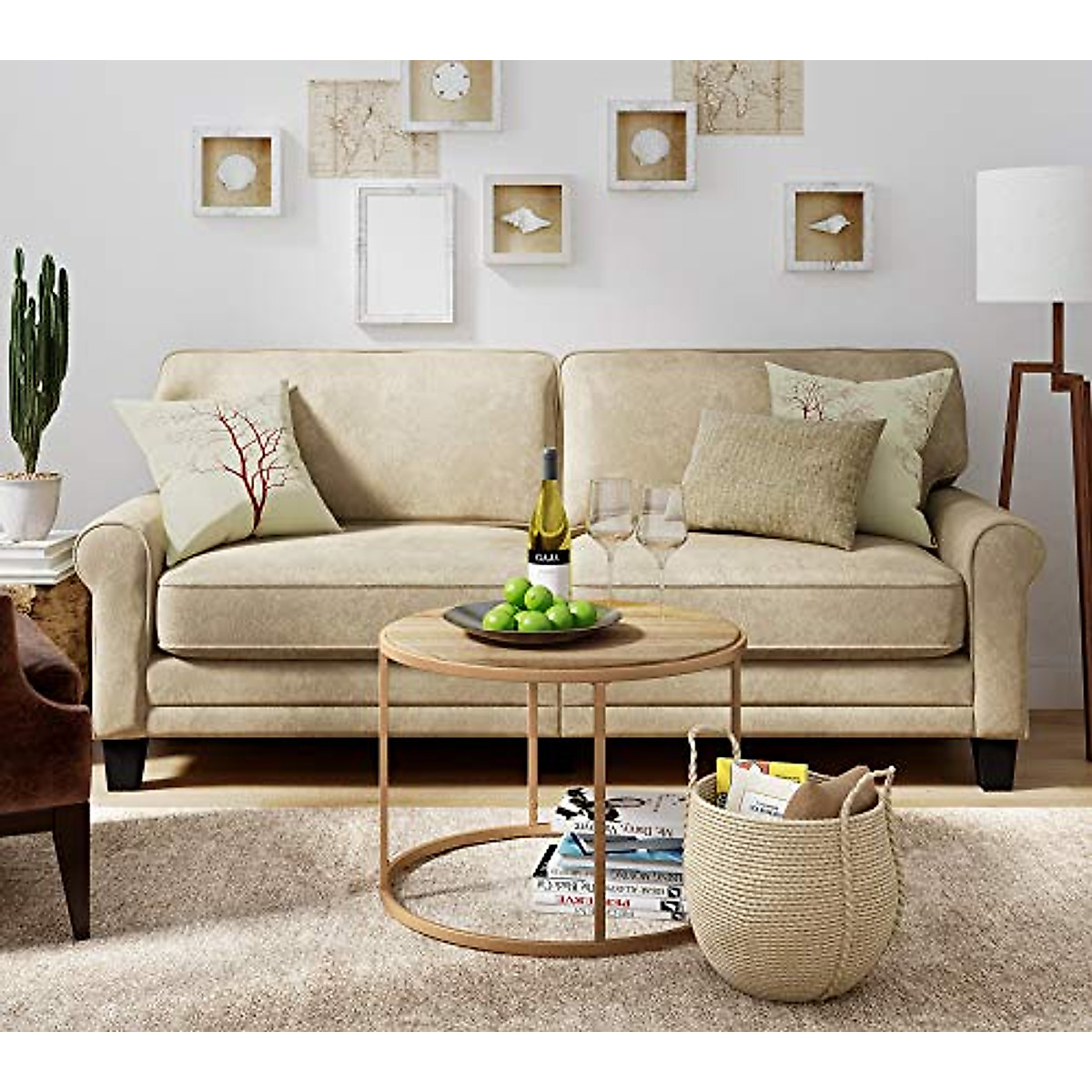 Serta Copenhagen 78" Sofa - Pillowed Back Cushions and Rounded Arms, Durable Modern Upholstered Fabric - Marzipan