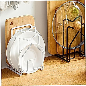 ULTECHNOVO Car Stickers Red Kitchen Storage Rack Cutting Board Rack Drain Storage Shelf Pot Cover Chopping Board Stand Shelf White Iron Kitchen Shelf Chopping Board Organizer