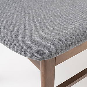 Christopher Knight Home Lucious Fabric / Walnut Finish Dining Chairs, 2-Pcs Set, Dark Grey