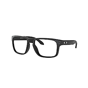 Oakley Men's Ox8156 Holbrook Rx Square Prescription Eyeglass Frames, Satin Black Silver Icon/Demo Lens, 54 mm