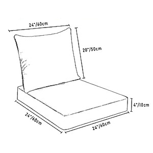 All Smiles Outdoor Seat Cushions for Patio Furniture Set of 24x24 Inch for Waterproof Replacement Cushions with Removable Cover for Chair Yard Garden Deck