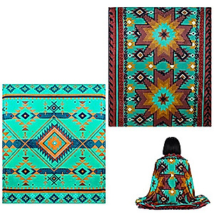 2 Pcs Aztec Blankets Aztec Throw Blankets Southwestern Navajo Tribal Warm Blanket Native American Decor for Camping Travel Gift Bedroom Living Rooms Couch Bed Chair Decor, 39 x 47 Inch