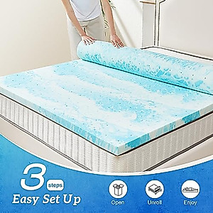 Air Mattress Full - 2 Inch Memory Foam Cooling Gel Swirl Infused Bed Topper for Back Pain, CertiPUR-US Certified