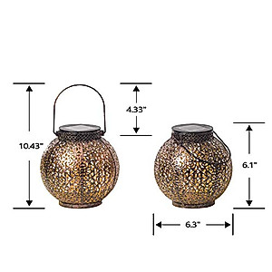 Homeimpro 2 Pack Solar Lantern Hanging Garden Outdoor Lights Metal Waterproof LED Table Lamp