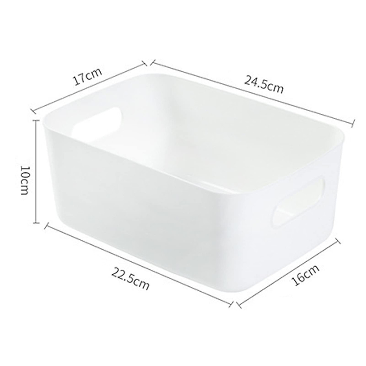 CHEOTIME Plastic Storage Basket, Desktop Storage Basket with Handle Reusable PP Cosmetic Storages Box Desktops Sundries Organizer with Handle for Household(Medium-White)