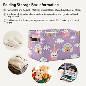 Unicorn Rainbow Cloud Storage Basket Bins Foldable Toy Baskets Organization with Handles Laundry Hamper for Pet Books Clothes Makeup Nursery Closet Office,1 pcs