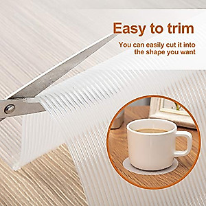 SinhRinh Shelf Liner, Non-Adhesive Drawer Liner, Double Sided Non-Slip Cabinet Liner 17.5IN x 10FT Cuttable and Washable for Kitchen, Shoe Rack and Refrigerator - Clear