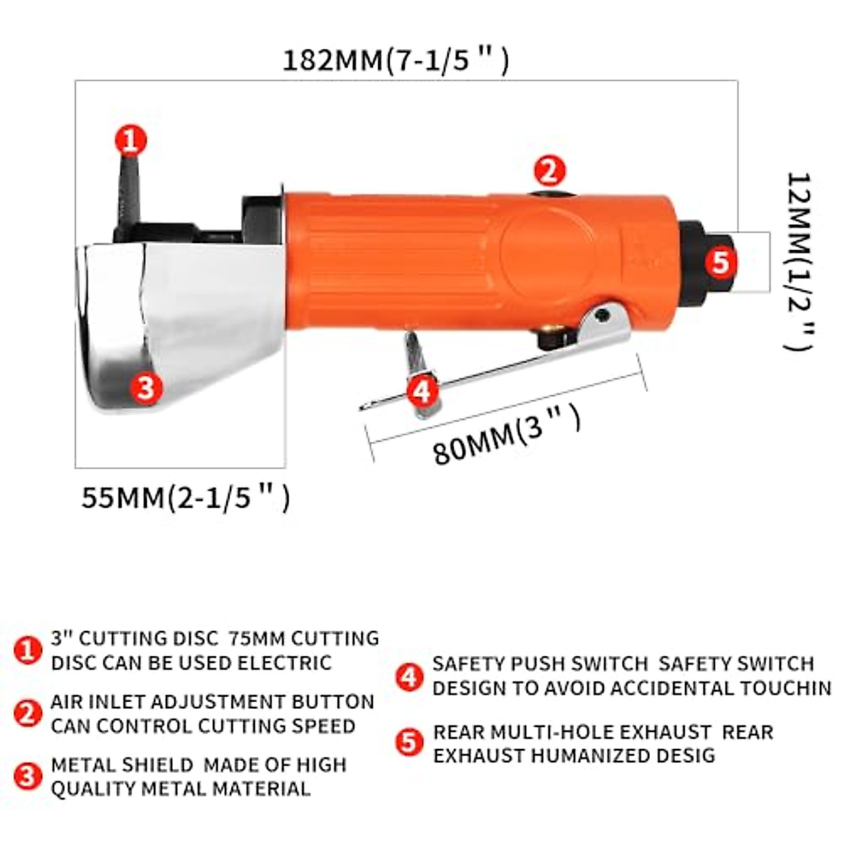 3inch Air Cut Off Tool Include 1Pcs 3'' Cut-off Wheels (3-inch Cutting Tool)