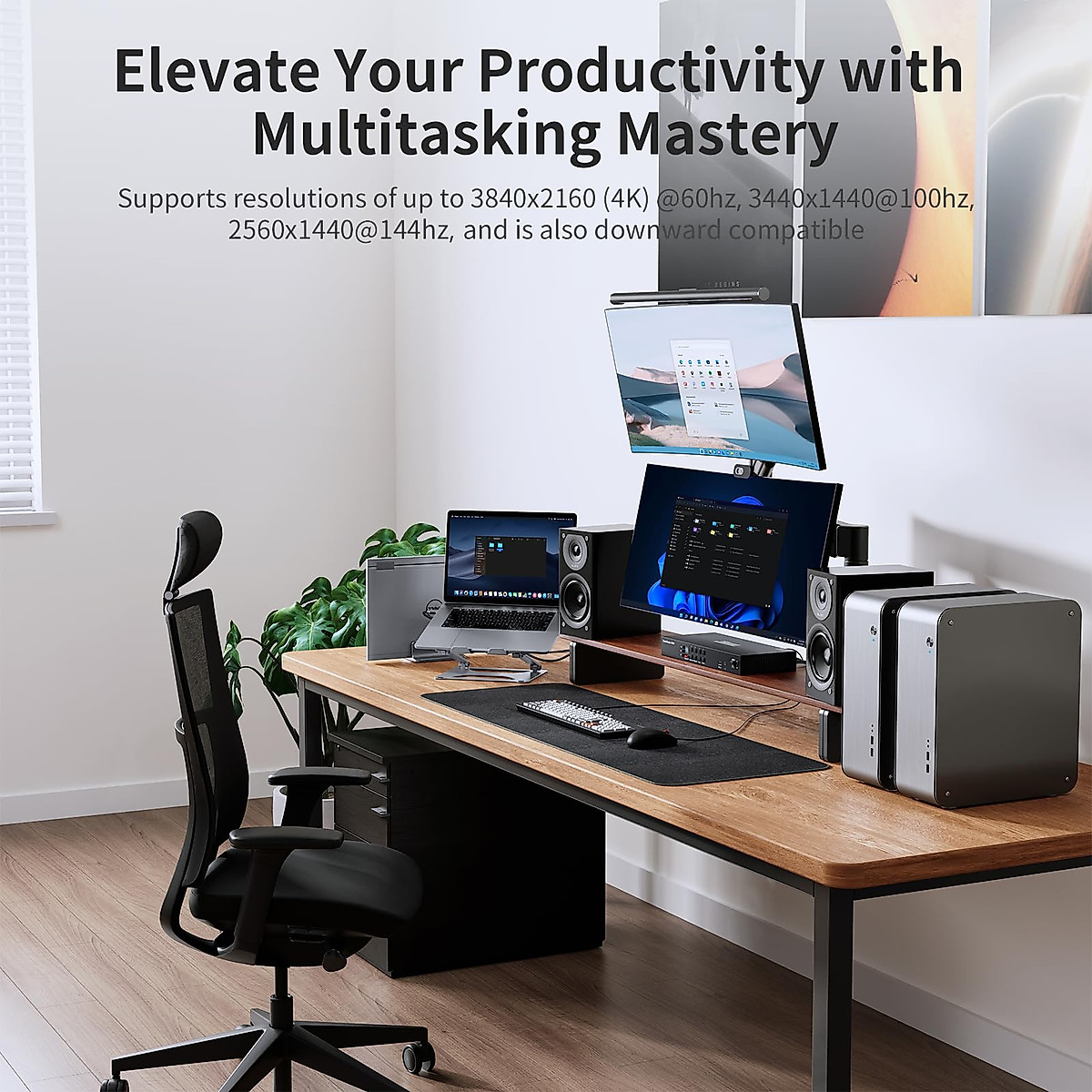 TESmart KVM Switch 4 Computers 2 Monitors, 4 Port HDMI KVM Switch Dual Monitor, EDID, UHD 4K@60Hz, Support Cascading for Quad Monitor through DCCI, Stereo Audio, Hotkey Switching, Monitor Switcher Box