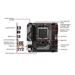 GIGABYTE A620I AX (AM5/ LGA 1718/ AMD/ A620/ Mini-ITX/ 5-Year Warranty/ DDR5/ Single M.2/ PCIe 4.0/ USB 3.2 Gen1 Type-C/Realtek Wi-Fi 6E/ Realtek 2.5GbE/ Q-Flash Plus/PCIe EZ-Latch/Motherboard)