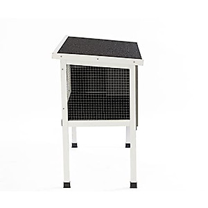 EMKK Wooden Rabbit Hutches Pet House Small Bunny Wood Hutch Dog Chicken Coops Cages Cage with No Leak Tray Lockable Door Openable Top for Indoor Outdoor,Grey, 46''L X 17.7''D X 27.6''H