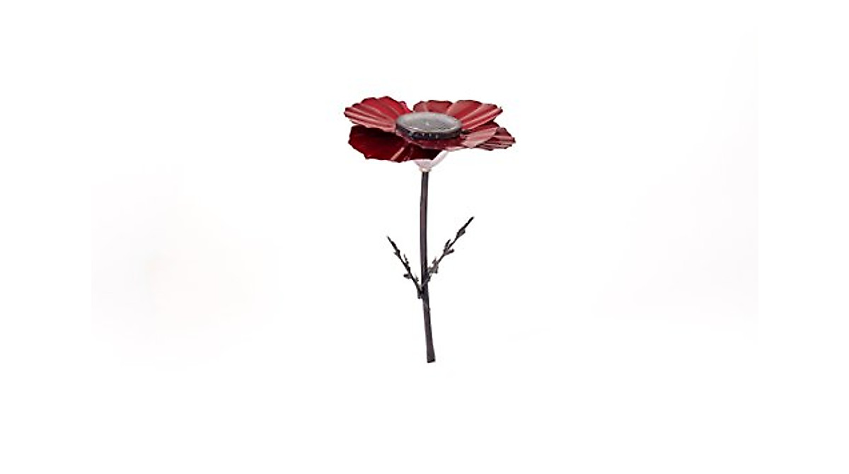 Desert Steel Flower Solar Light - (Red Poppy - 18" H x 11.5" W) - 20 ...