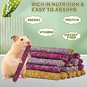 small pet 20PCS Bunny Chew Sticks, Mixed Natural Flowers Flavored Timothy Hay Sticks, Natural Snacks Teeth Grinding for Bunnies Chinchillas Hamsters Guinea Pigs and Other Small Pets Treats(Flowers)