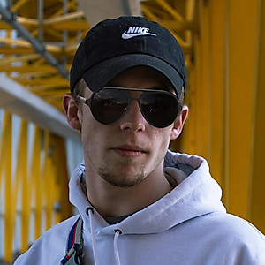 2020 VentiVenti Aviator Sunglasses For Men Polarized Lens Plastic Lightweight Double Bridge Frame UV Protection For Driving Matte Black Frame/Smoke Lens