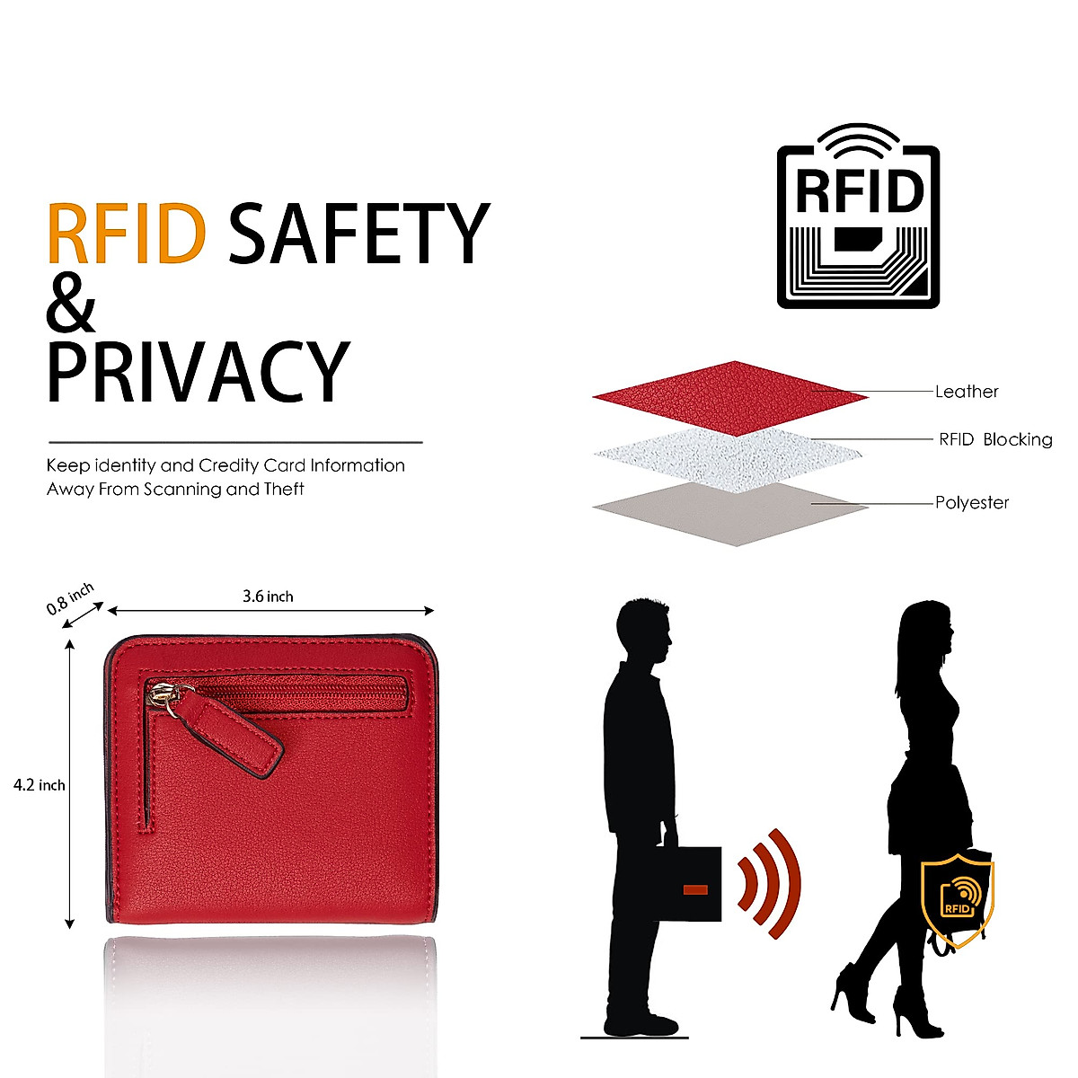 Toughergun Womens Rfid Blocking Small Compact Bifold Luxury Genuine Leather Pocket Wallet Ladies Mini Purse with ID Window (10 ReNapa Red Classic)