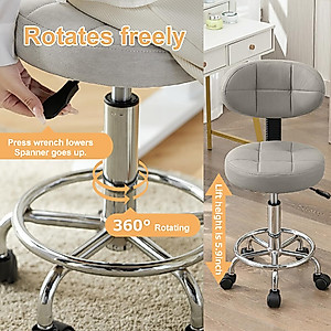 HDHNBA Modern Office Desk Chair Rolling Stool Computer Chair with Low Back Height Adjustable Work Home Salon Drafting Swivel Task Chair with Footrest
