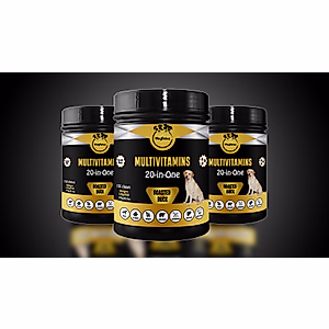 Dog Multivitamin, Chewable Multivitamin, Dog Food, Dog Multivitamin for Support Digestion, Joint, Liver, Heart, with Glucosamine & Probiotics, Vitamin B, C and E, Omega-3 Fatty Acids (150 Chews)