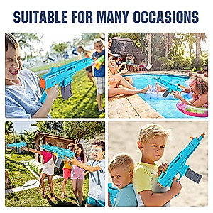Electric Water Gun Motorized Squirt Guns for Kids & Adults, One-Button Automatic Bursts Water Blaster Soaker 22FT, 180CC Capacity Water Guns Swimming Pool Party Games (Blue)