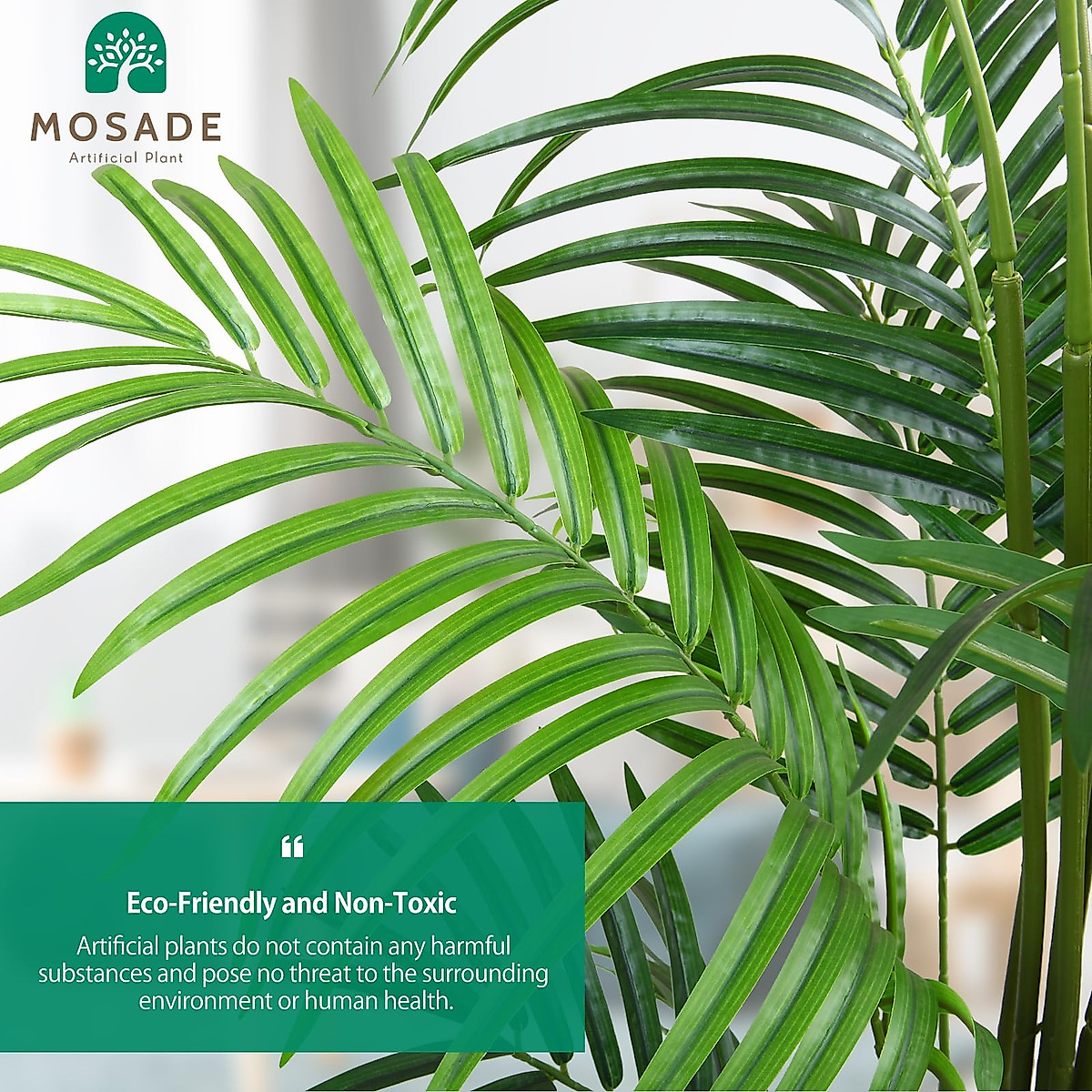 MOSADE Artificial Areca Palm Tree 6Feet Fake Tropical Palm Plant and Handmade Seagrass Basket, Perfect Tall Faux Dypsis Lutescens Plants for Entryway Modern Decor Home Office Porch Balcony Gift