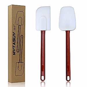 MYTASUY Silicone Spatulas Heat Resistant,Heavy Duty Rubber Spatulas Silicone Commercial , Commercial Silicone Spatulas Set for Kitchen Use, Silicone Cooking Utensils Sets of 2 (13.5 INCH)