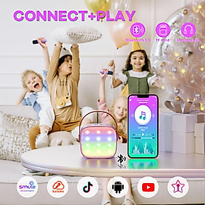 YLL Mini Kids Karaoke Machine with 2 Microphones, Karaoke Gifts for Girls Ages 3, 4, 5, 6, 7, 8, 9, 10, 12 +Year Old, 4-12 Years Old Birthday Toy Easter Gift for Girls Boys (Purple)