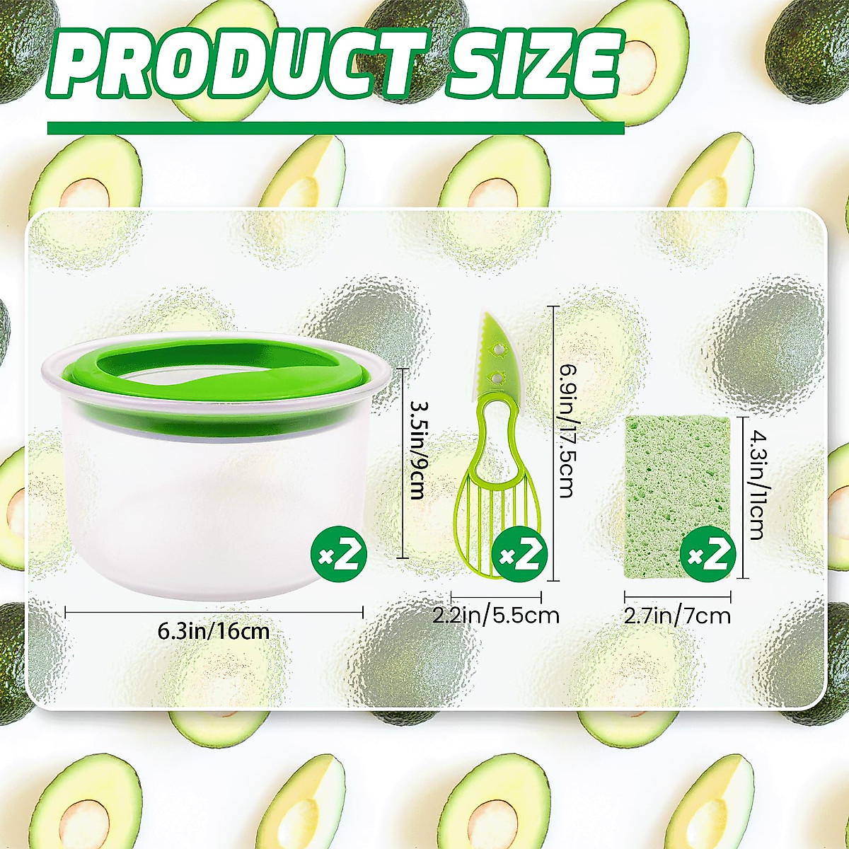 WodGod Guacamole Keeper(2 Pcs), Guacamole Bowls, Avocado Keeper Fresh Guacamole Plastic Kitchen Storage Container with Air Tight Lid, 3-in-1 Avocado Slicer*2 and 2 Cleaning sponges