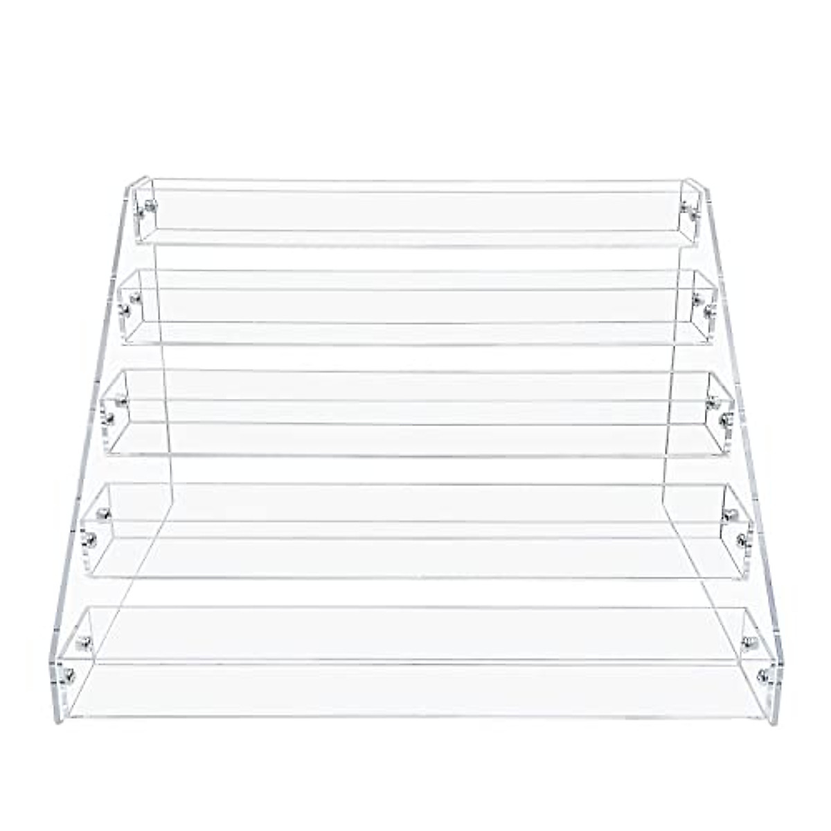 PMMASTO Tiered Spice Rack, Seasoning Organizer, Clear Acrylic Vertical Shelves Can Organizer for Countertop, Cabinet, Pantry, Kitchen Organization & Storage - 5 Tier