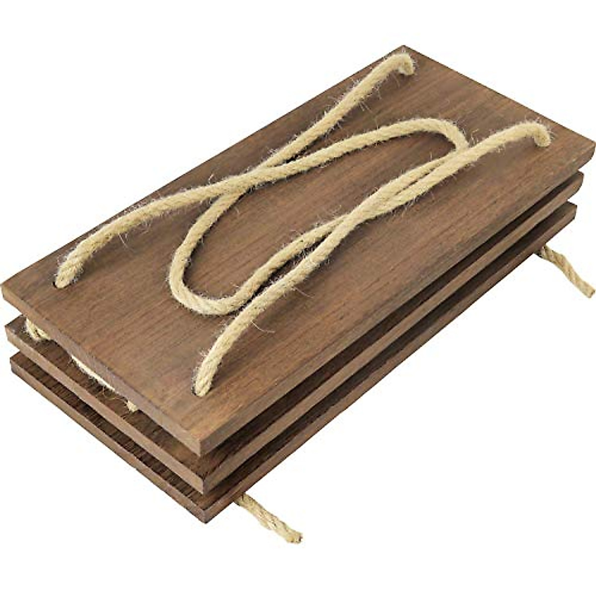 Greenco Decorative Rustic Jute Rope Wall Hanging Floating Shelves, Distressed Wood, 3 Tier .