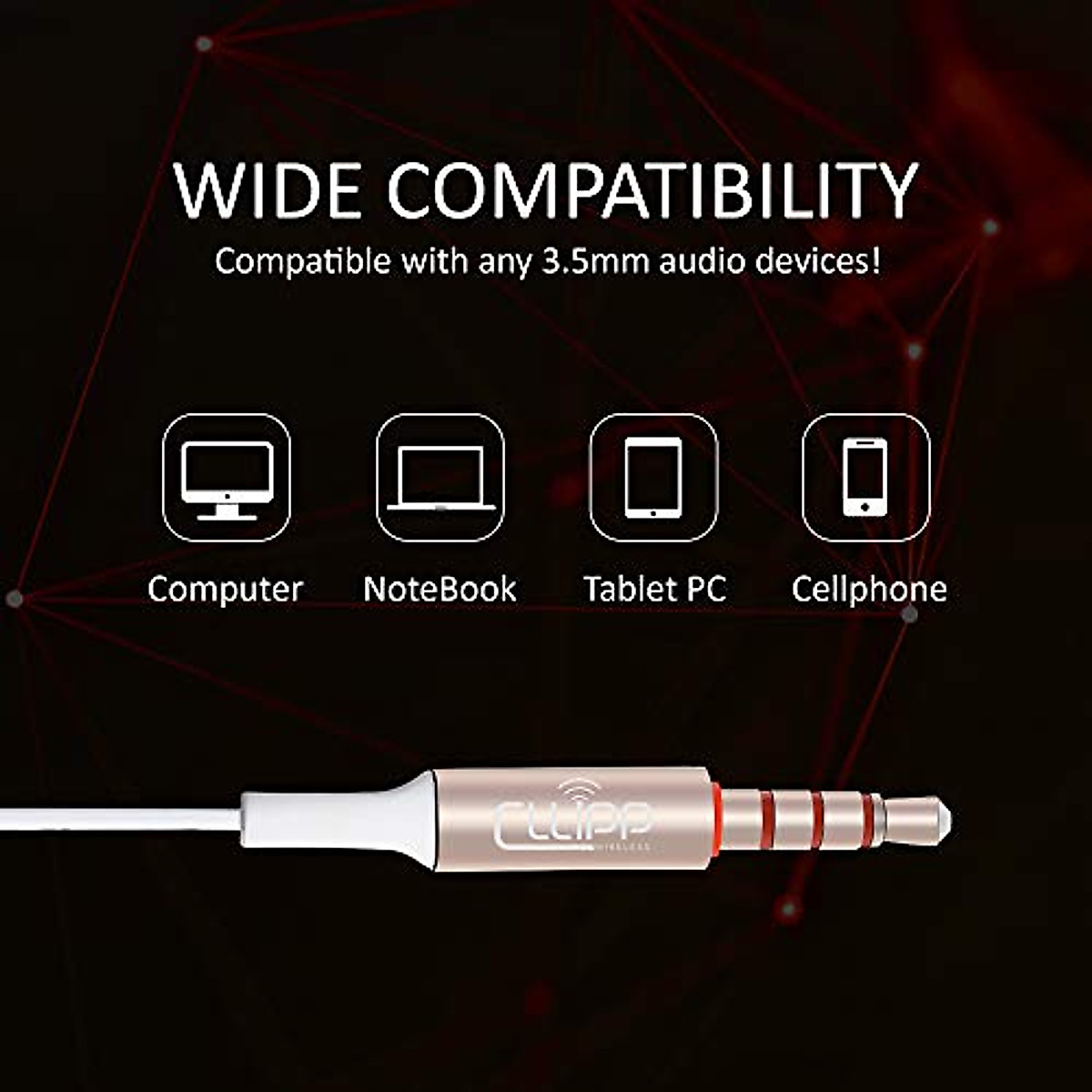 CLLIPP WIRELESS Earphones 3.5mm in-Ear Earbuds Noise Canceling with Microphone & Call Controller Dynamic Bass Stereo Sound Tangle-Free Cord - White