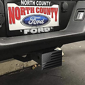 American Flag Metal Trailer Hitch Cover for 2 inch Receivers Matte Black (Metal)