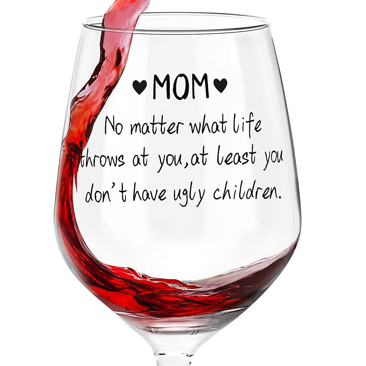 COVLUROTO Mothers Day Funny Gifts for Mom from Daughter Son-13OZ Wine Glass Goblet-Novelty Christmas Thanksgiving Birthday Anniversary Retirement Gift Presents Idea for New Mom Mother in Law Stepmom