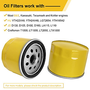 Replacement B&S 492932 Oil Filter Fit for Hu sqvarna JD Engine - Mower Filter Compatible with HU YTH22V46 YTH24V48, John Dee re D130 D105, Craftsman T1000 LT2000 Lawn Tractor, Poulan Cub Cad et Mower