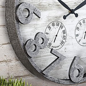 FirsTime & Co.® Shiplap Farmhouse Outdoor Wall Clock, American Crafted, Light Gray, 18 x 2.5 x 18,