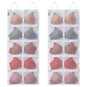 Laundry Bra Bags, 2 Pcs Bra Washing Bags, Lingerie Bags for Washing Delicates, Holds 10 A-C Cups Sizes, Underwear Brassiere Washing Bags with Zipper for Laundry Storage