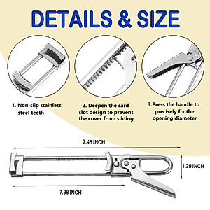 2023 Adjustable Stainless Steel Lid Opener, Easy Twist Jar Opener and Bottle Cap Remover, Ergonomic Design Kitchen Tool, Perfect for Individuals with Weak Hands or Arthritis