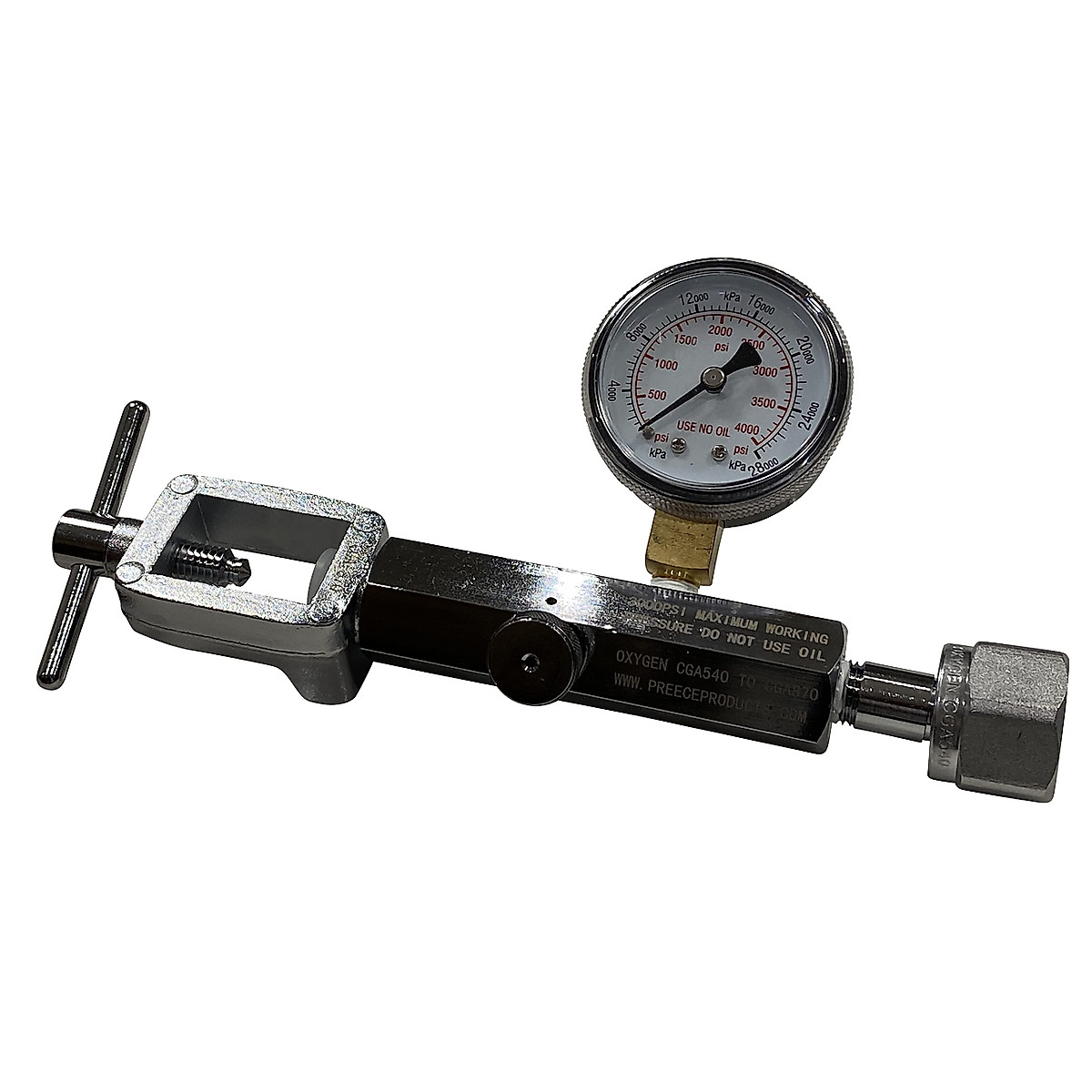 Oxygen Transfill Adaptor CGA540 to CGA870 with Bleed Valve Medical Dental Aviation