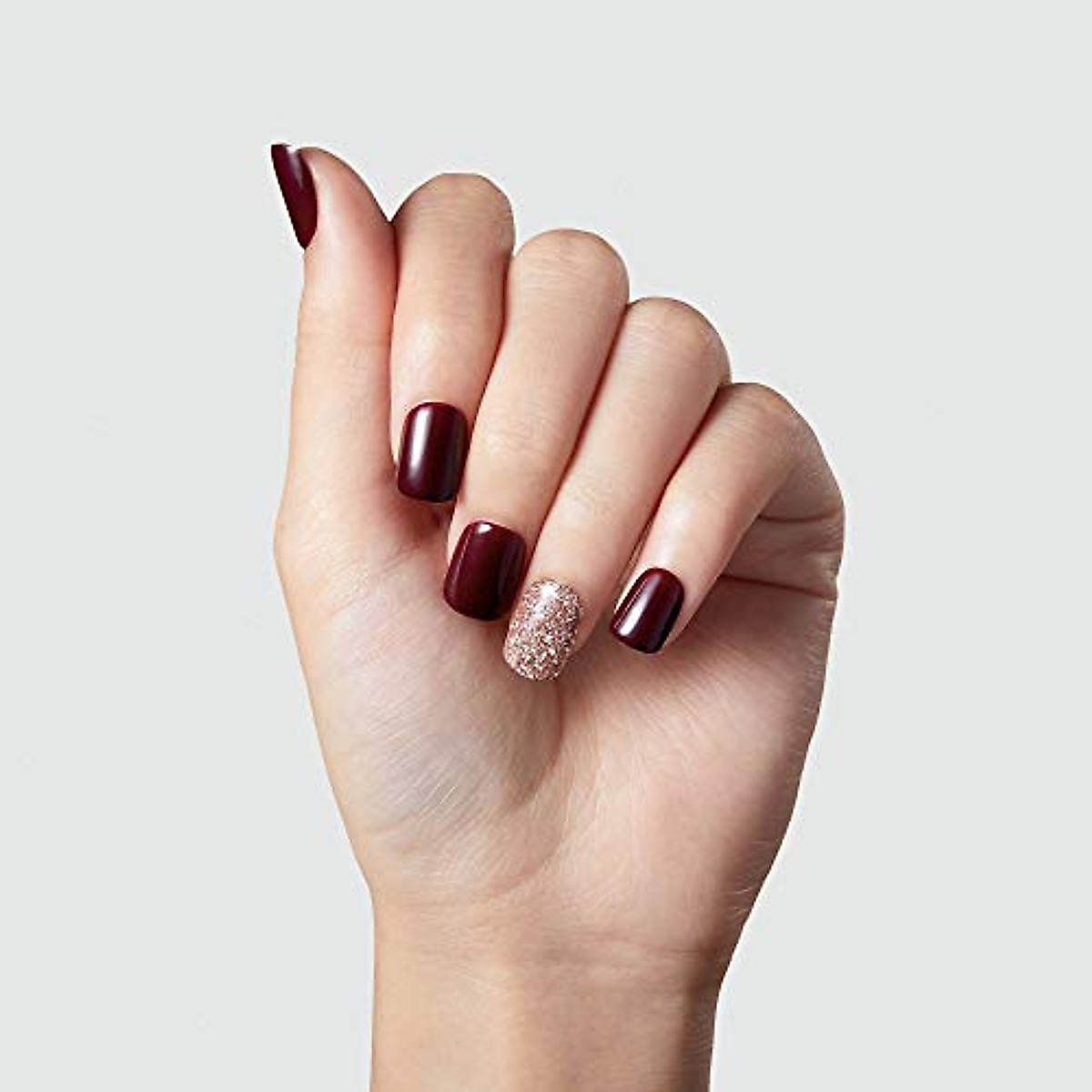 KISS imPRESS No Glue Mani Press On Nails, Design, 'No Other', Red, Short Size, Squoval Shape, Includes 30 Nails, Prep Pad, Instructions Sheet, 1 Manicure Stick, 1 Mini File