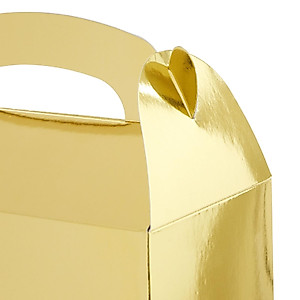 Juvale Gold Gable Boxes for Birthday Treats, Wedding Party Favors (6.2 x 3.6 x 3.4 In, 24 Pack)