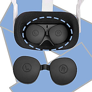 Devansi VR Silicone Face Cover with Lens Cover for Oculus Quest 2 Sweat-Proof Face Pad Eye Pad Washable Face Cushion Light-Proof (Black)