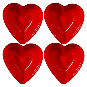 LLE Red Plastic Valentine Heart Shaped Deep Bowl Home Kitchen Party Favor Serving Candies Chips Dessert Food Side Dish Snack Fruit Bowl Valentines Day Tableware Gift Decoration Set of 4 with Cookies